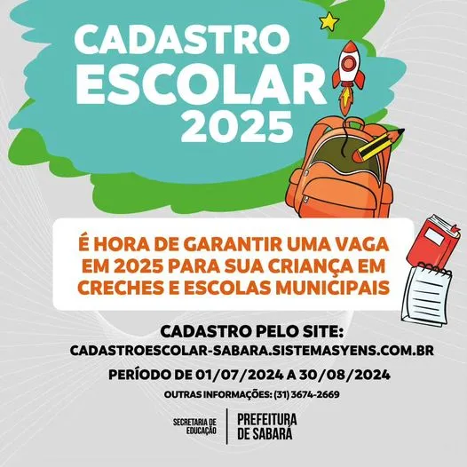 Educação: Cadastro Escolar 2025 da rede municipal de ensino já está ...